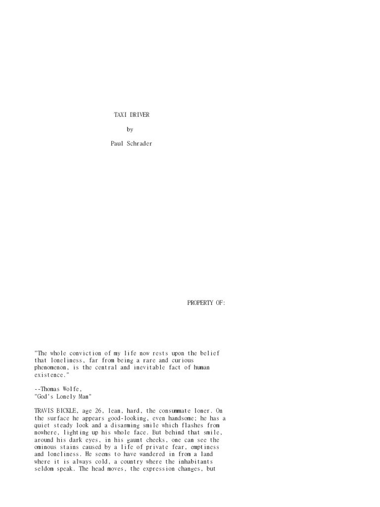 Taxi Driver Script Analysis | PDF | Taxicab | Cbs