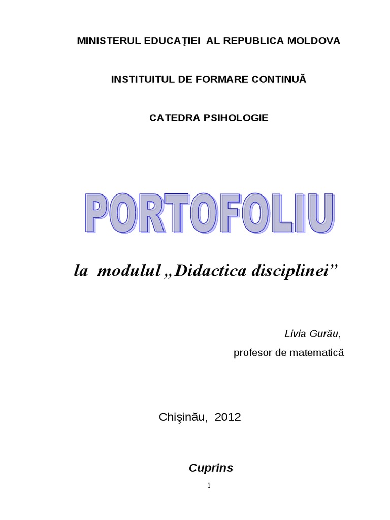 Model Foaie Titlu Portofoliu | PDF