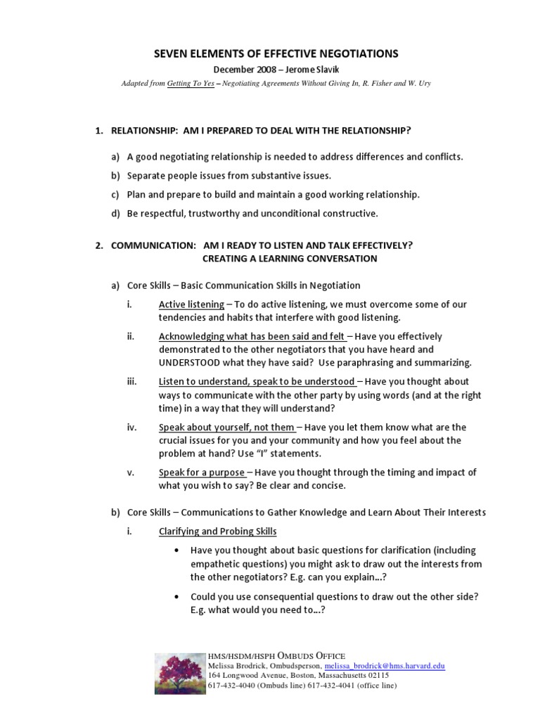 Seven Elements of Effective Negotiations | Negotiation | Psychological ...