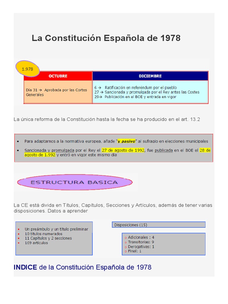 La Constitución Esquemas Pdf Cortes Generales Unión Europea
