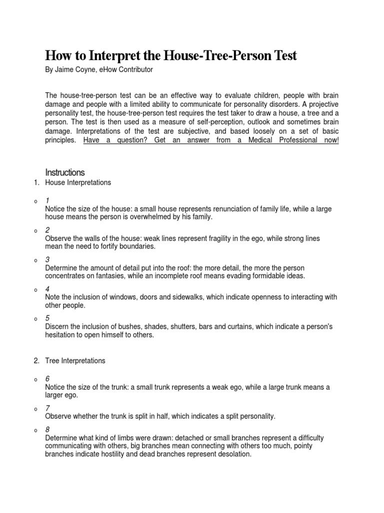 Interpreting the House-Tree-Person Test | PDF | Cognition ...