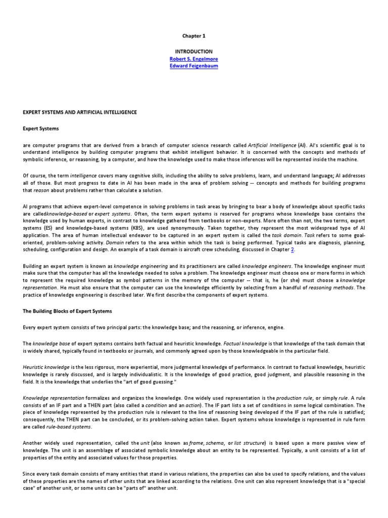 Introduction to Expert Systems and Artificial Intelligence: Components, Knowledge Representation ...