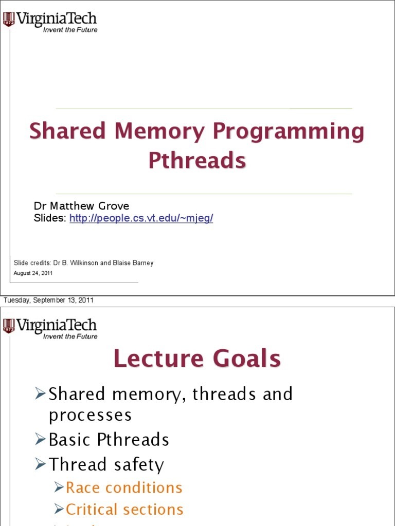 Shared Memory Programming Pthreads: DR Matthew Grove Slides | Download Free PDF | Thread ...