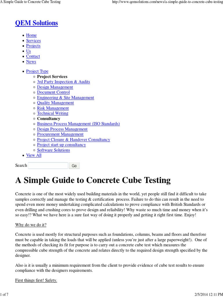 A Simple Guide To Concrete Cube Testing | PDF | Concrete | Reliability ...