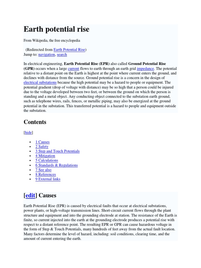 Earth Potential Rise | Download Free PDF | Force | Electricity