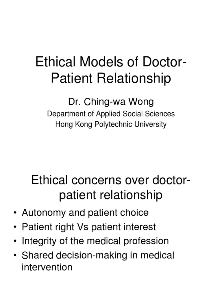 Doctor Patient Relationship Pop Pdf Autonomy Medical Ethics