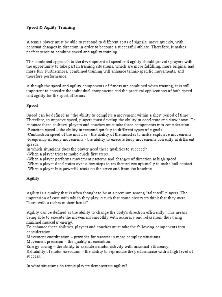 Speed & Agility Training | PDF | Sports | Leisure