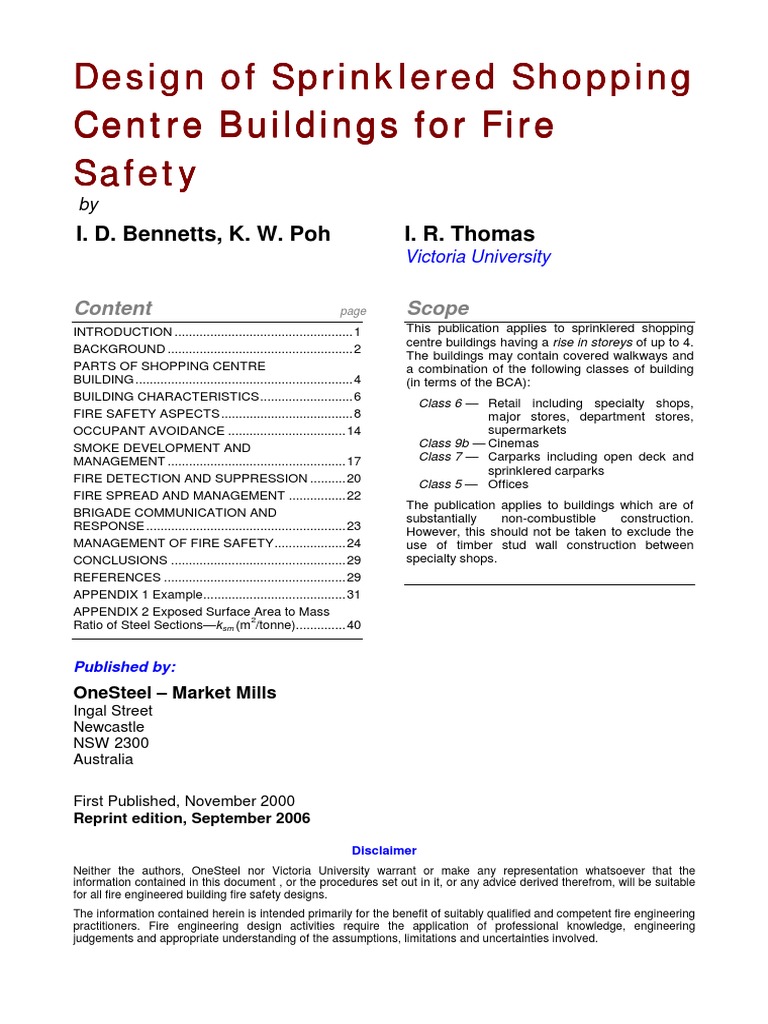 Design of Sprinklered Shopping Centre Buildings For Fire Safety | PDF ...