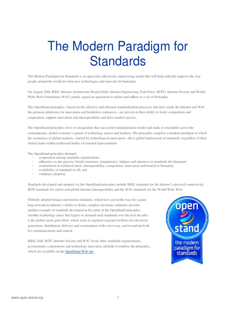 The Modern Paradigm For Standards | PDF | Standards Organization ...