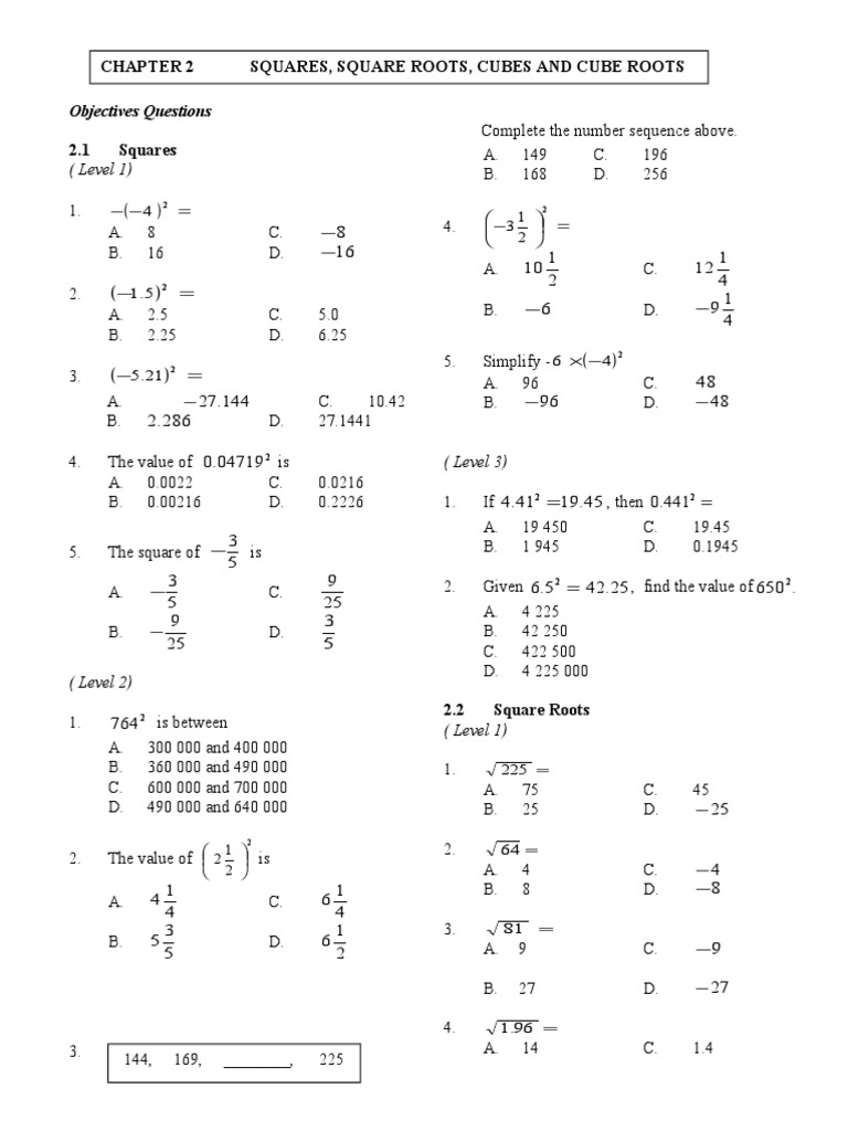 Square Roots, Cubes and Cube Roots Explained | PDF | Volume | Geometry