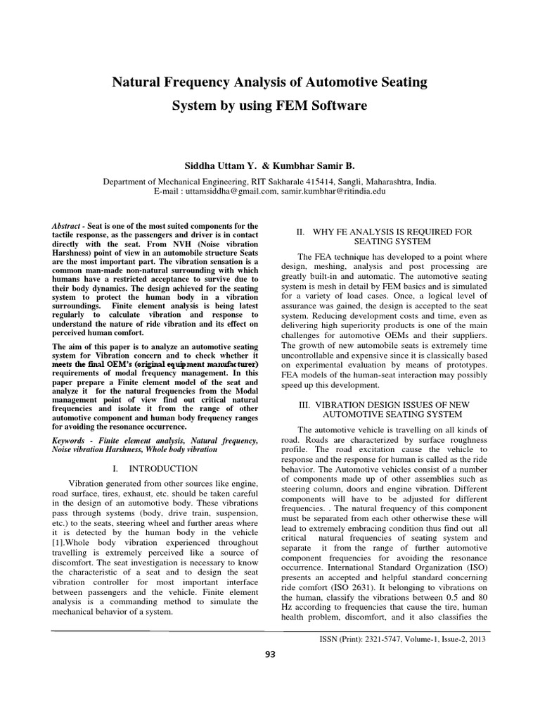 Car Analysis | PDF | Resonance | Finite Element Method
