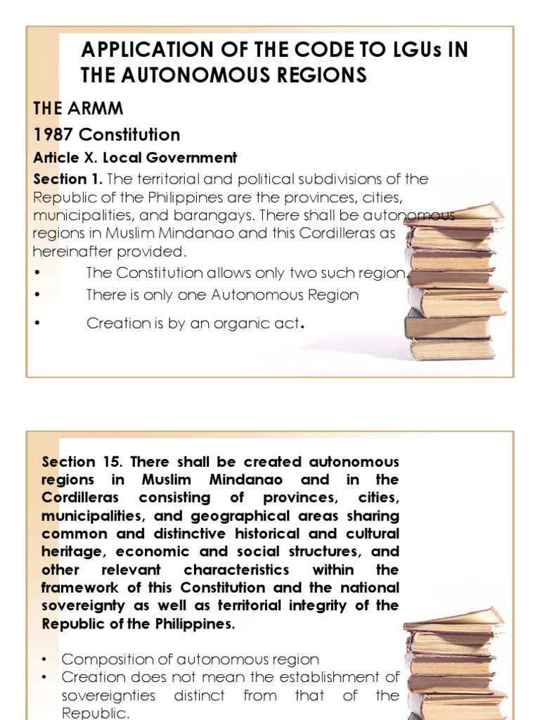 Application of The Code To Lgus in The Autonomous Regions | Download ...