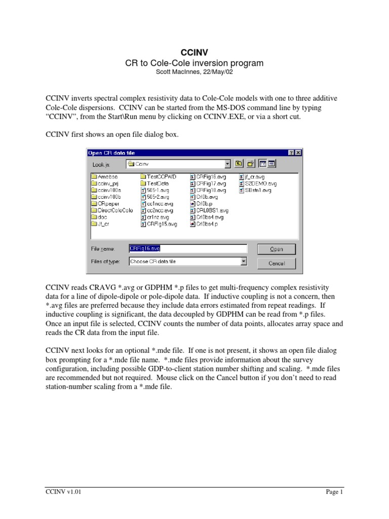 CR To Cole-Cole Inversion Program: Ccinv | PDF | Comma Separated Values | Computing
