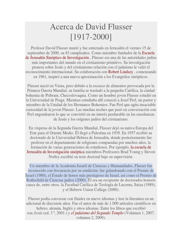 Acerca de David Flusser | PDF | Jesús | Judios