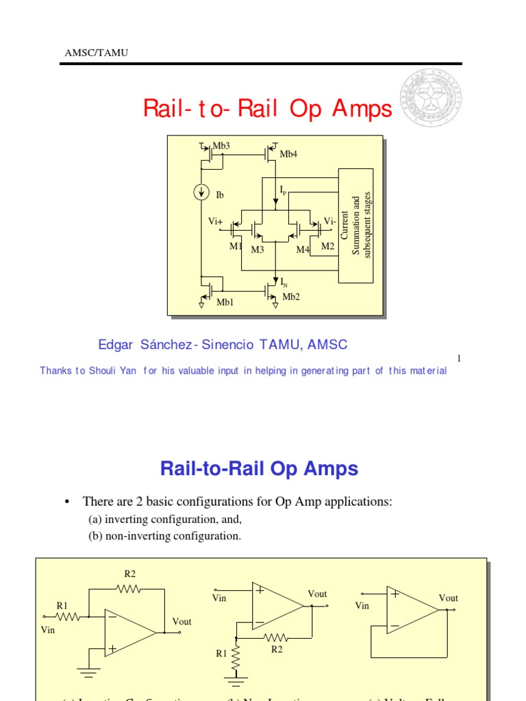 Rail-to-Rail Op Amps: Edgar Sánchez-Sinencio TAMU, AMSC | PDF