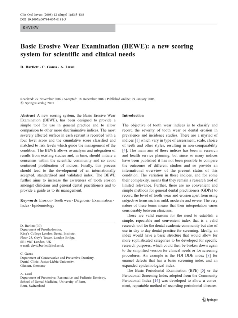 Basic Erosive Wear Index | PDF