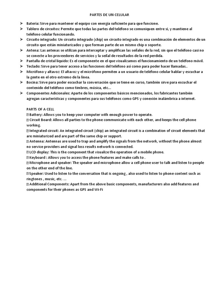 Partes de Un Celular | PDF