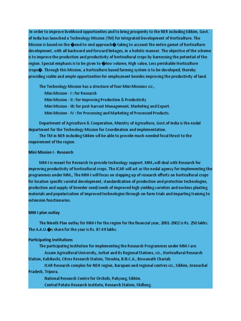 NER Horticulture Tech Mission Overview | PDF | Horticulture | Land ...