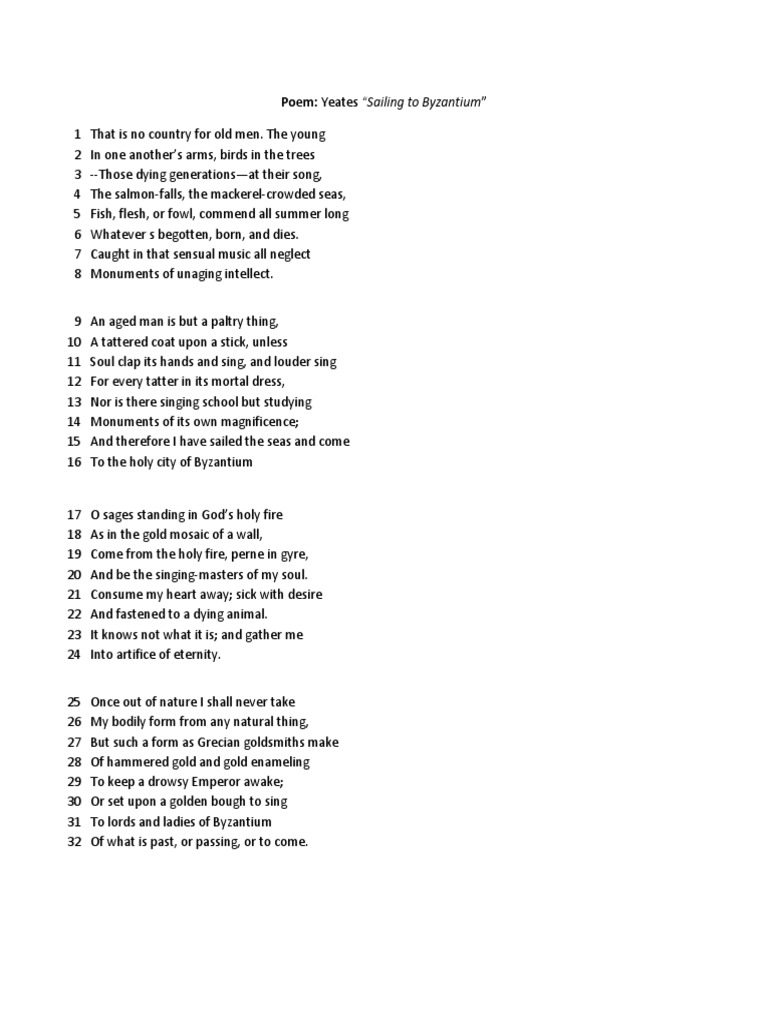 Sailing To Byzantium Reflection | PDF | Poetry