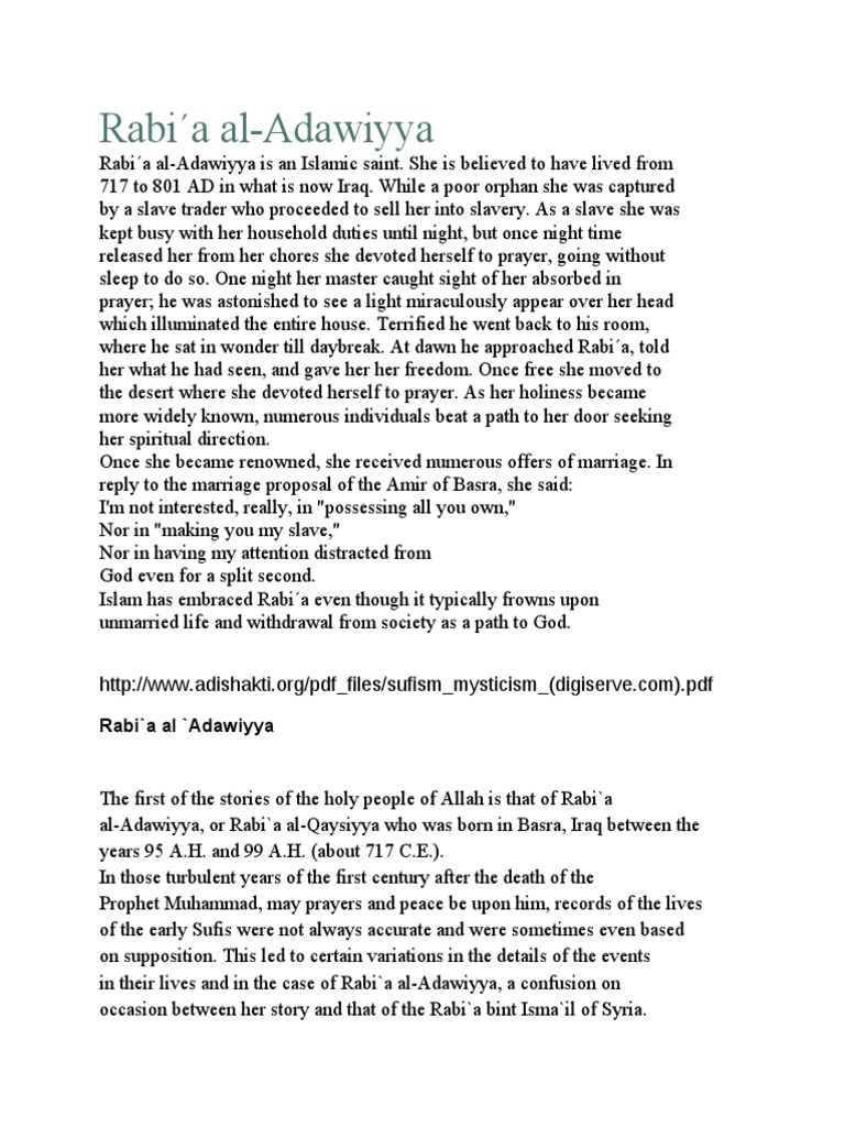 Rabia Al Adawiyya | PDF | Baghdad | Damascus
