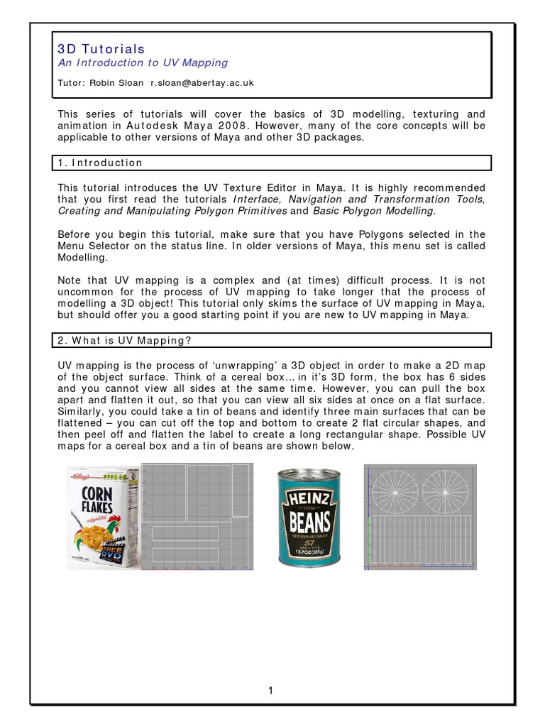 3d Uv Mapping Tutorial Pdf Texture Mapping 3 D Computer Graphics