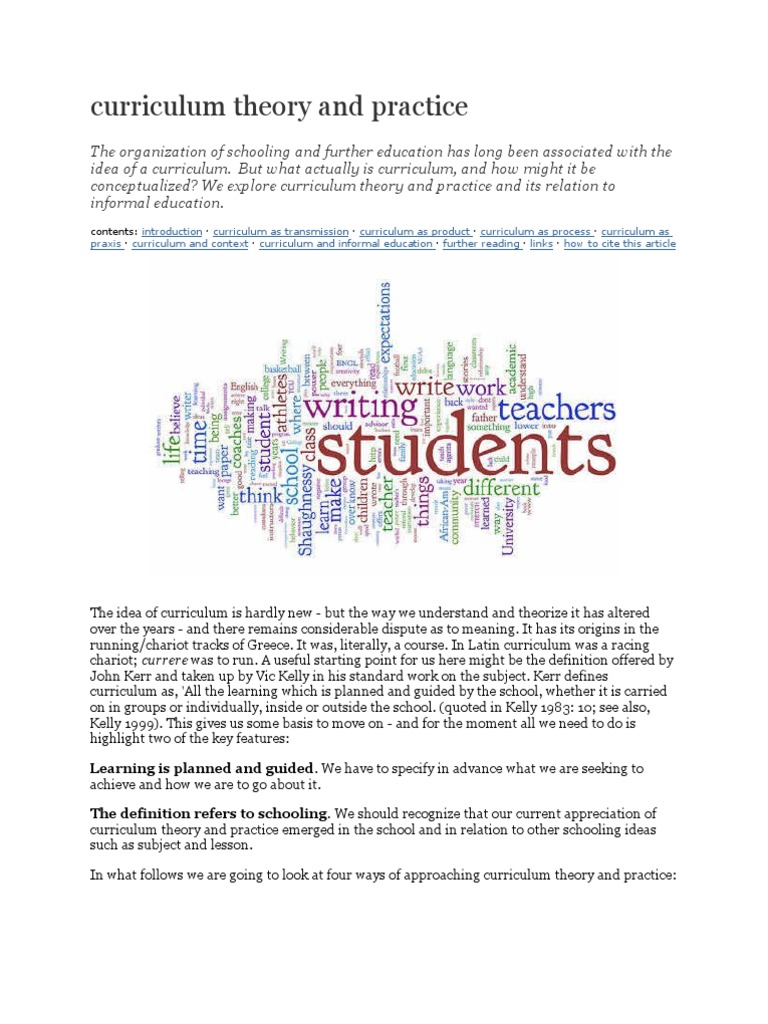 Curriculum Theory and Practice | Curriculum | Teachers