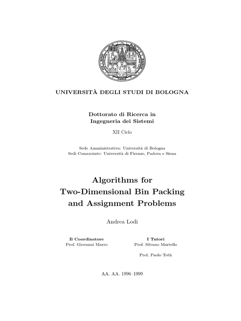 Algorithms For Two-Dimensional Bin Packing and Assignment Problems ...