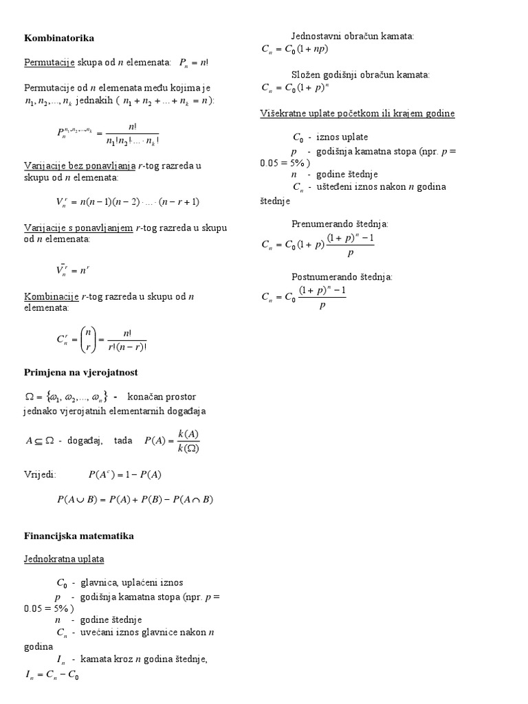 Podsjetnik Matematika | PDF