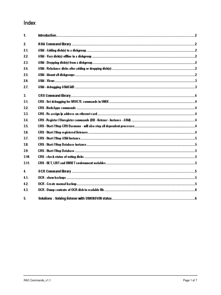 Oracle Rac Commands V1 Pdf Online And Offline Oracle Database 