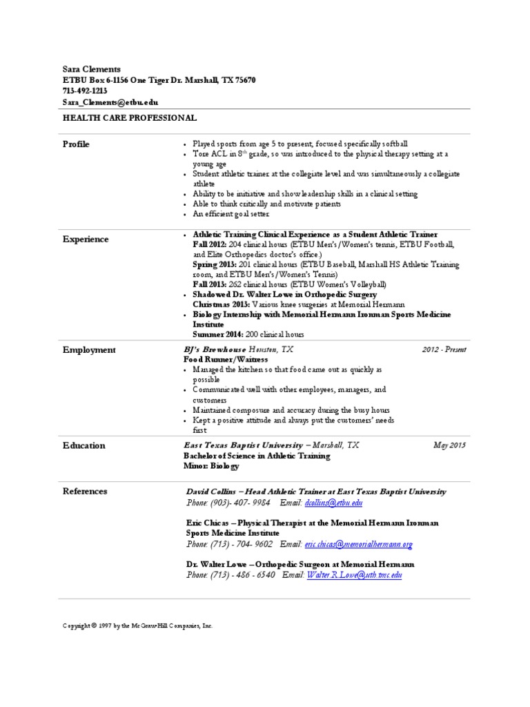 Sara Clements Resume | PDF