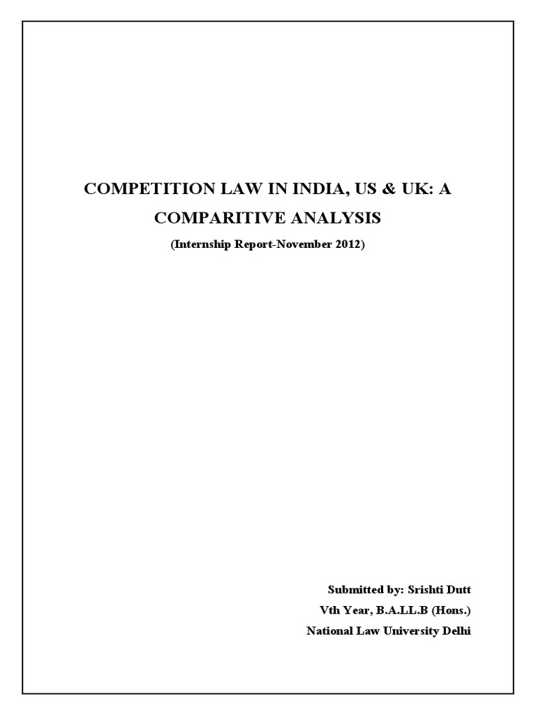 Competition Law in India US UK - A Comparative Analysis | PDF ...