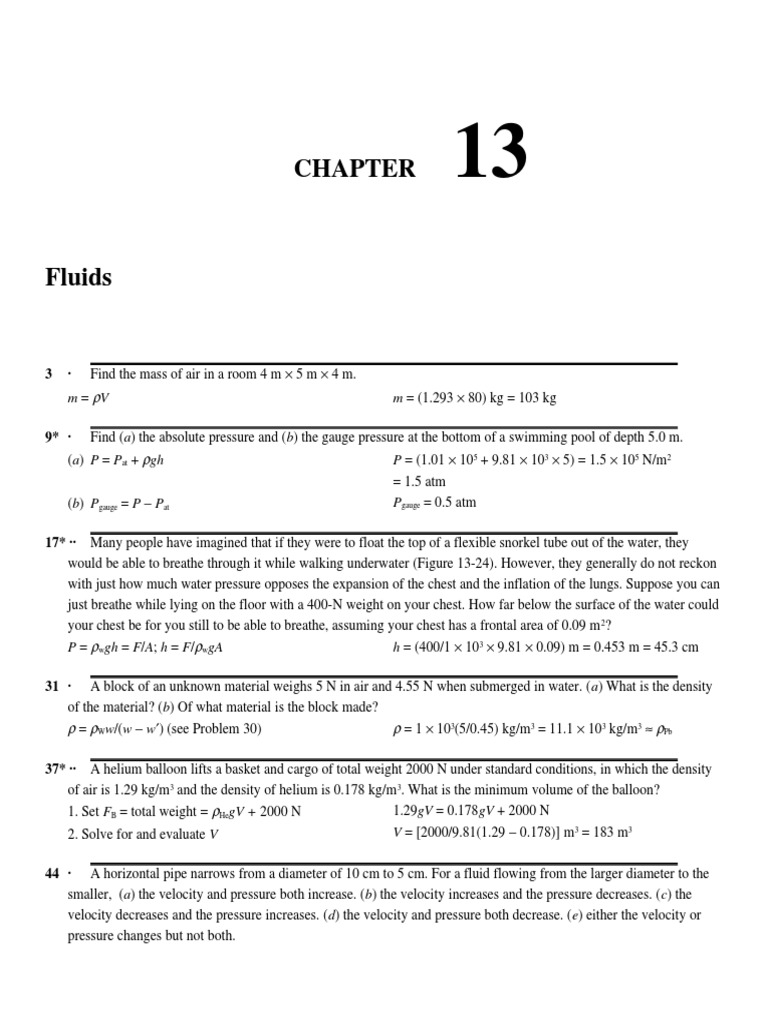 42HW Chp13 | PDF | Pressure | Buoyancy