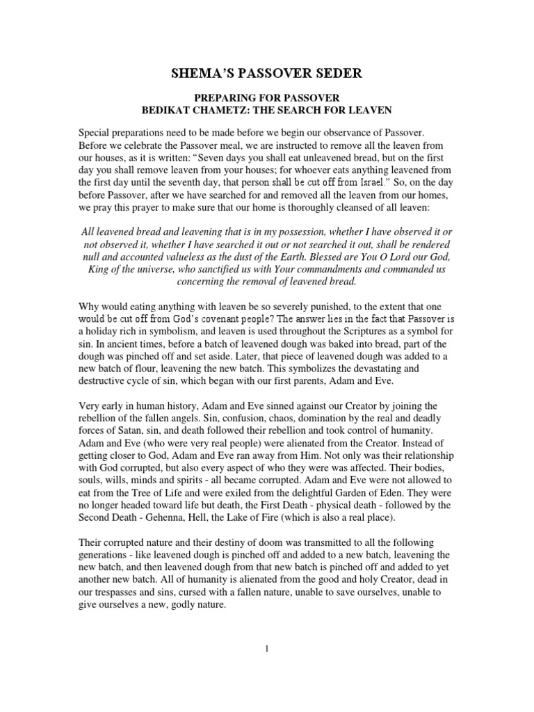 Messianic Passover Haggadah - Congregation Shema Yisrael | Passover ...