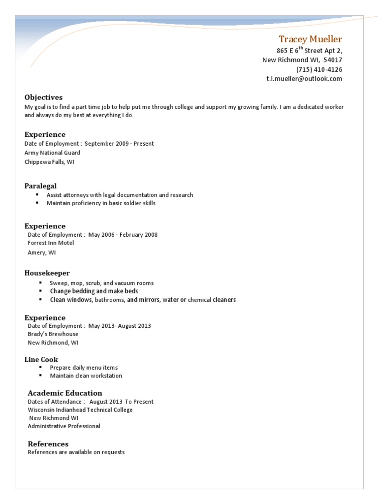Tracey Mueller's Job Application Summary | PDF