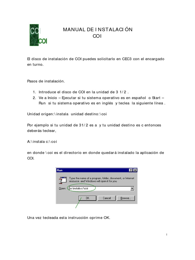 Manual de Instalación COI | PDF | Ventana (informática) | Point and Click