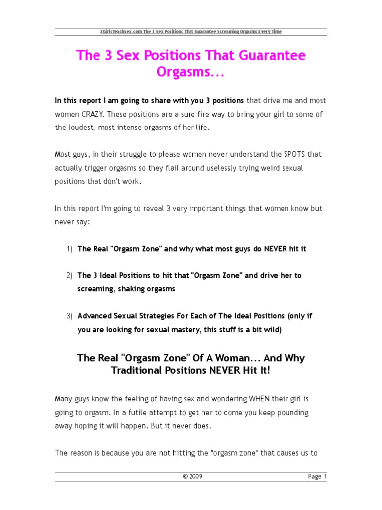 The 3 Sex Position That Guarantee Orgasms | PDF | Orgasm | Mating