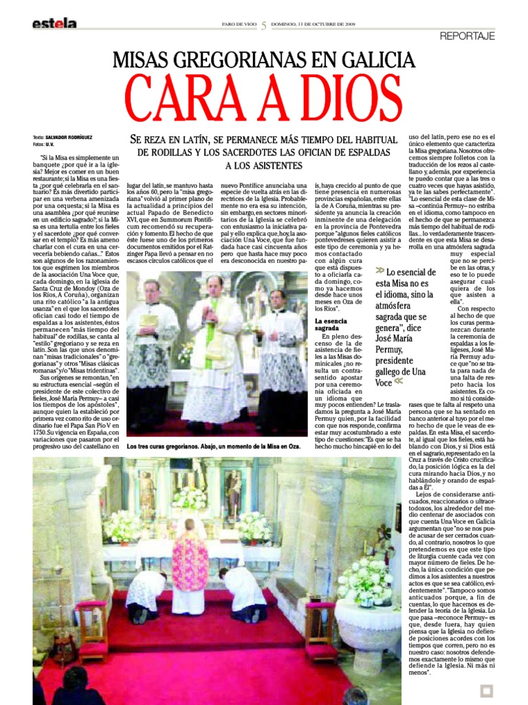 Faro de Vigo Estela Misa Mondoy 11102009 | PDF | Misa (liturgia) | Papa