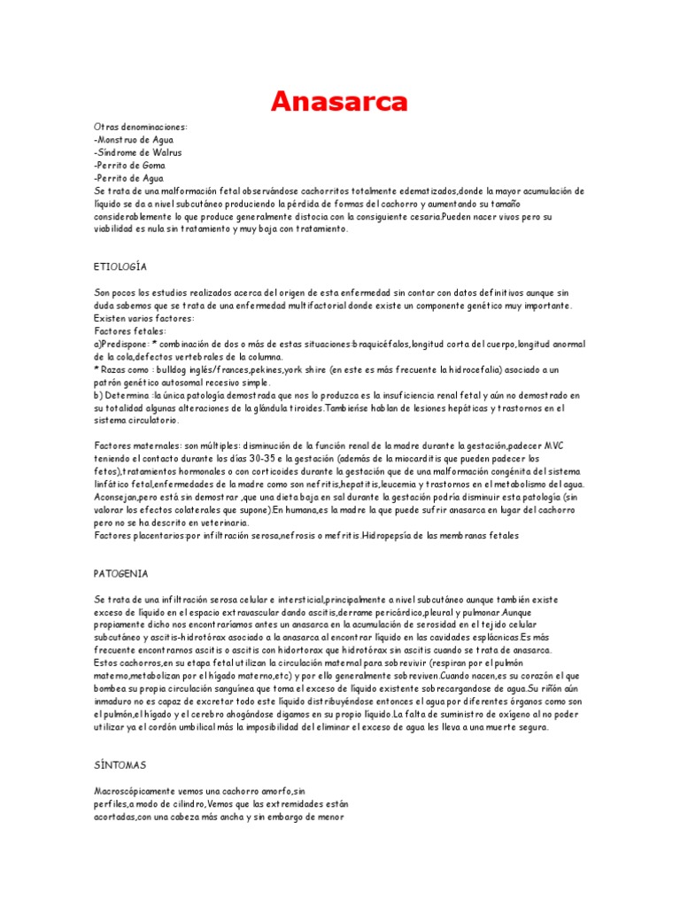 Anasarca | PDF | Edema | Especialidades Medicas