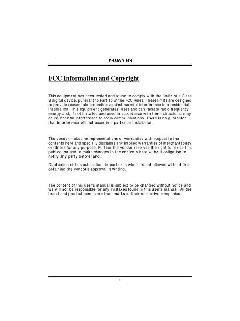 FCC Information and Copyright | PDF