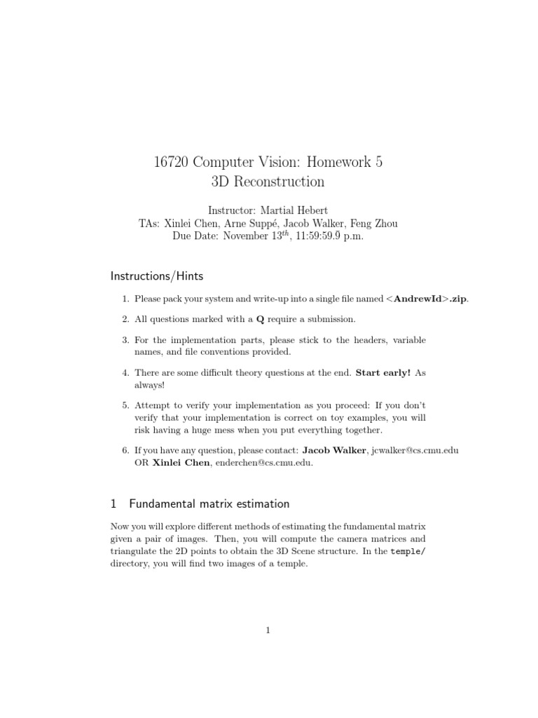 3D Reconstruction - Computer Vision | PDF | Matrix (Mathematics ...