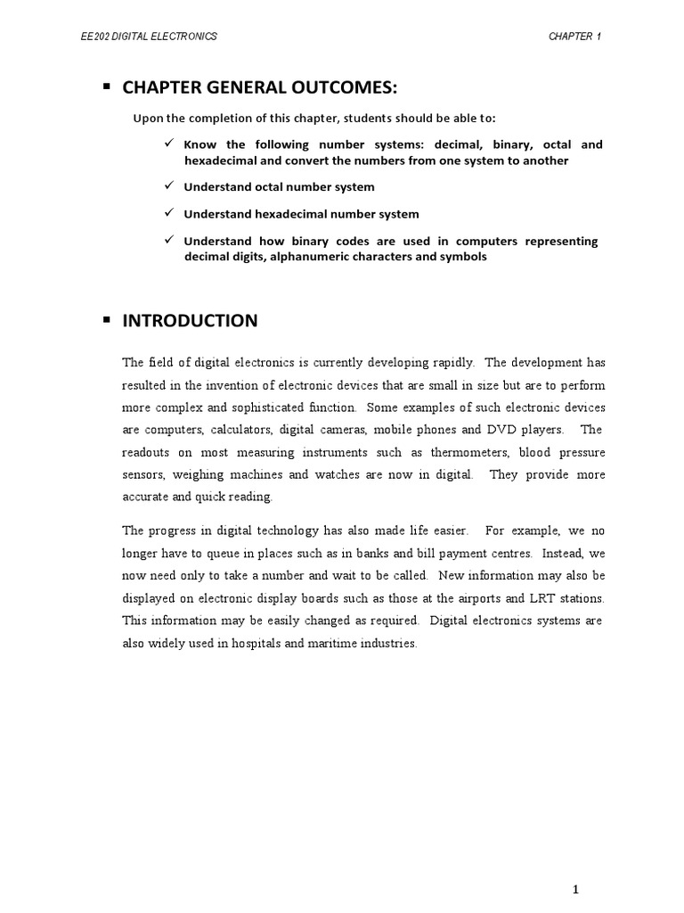 Chapter 1 - Ee202 | PDF | Binary Coded Decimal | Subtraction