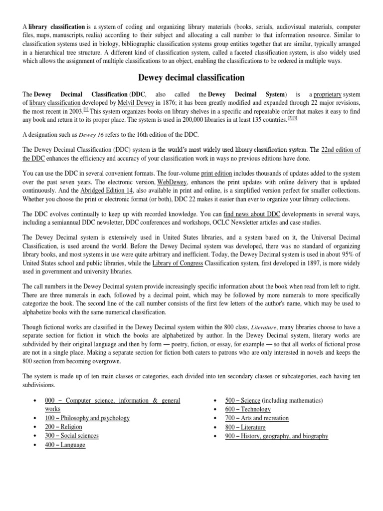 Library Classification | PDF | Library Cataloging And Classification ...