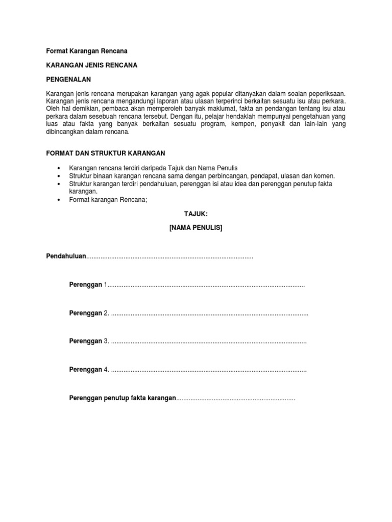 Format Karangan Rencana | PDF