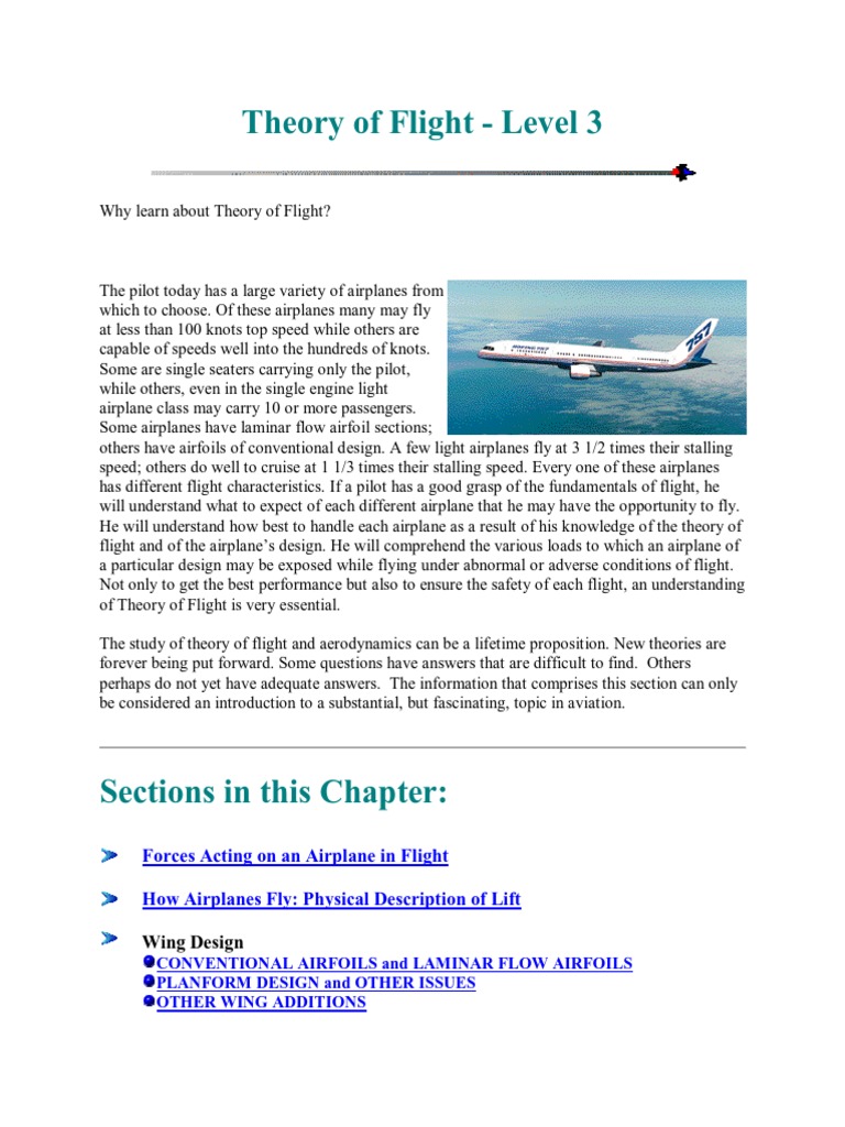 Theory of Flight PDF | PDF | Lift (Force) | Drag (Physics)