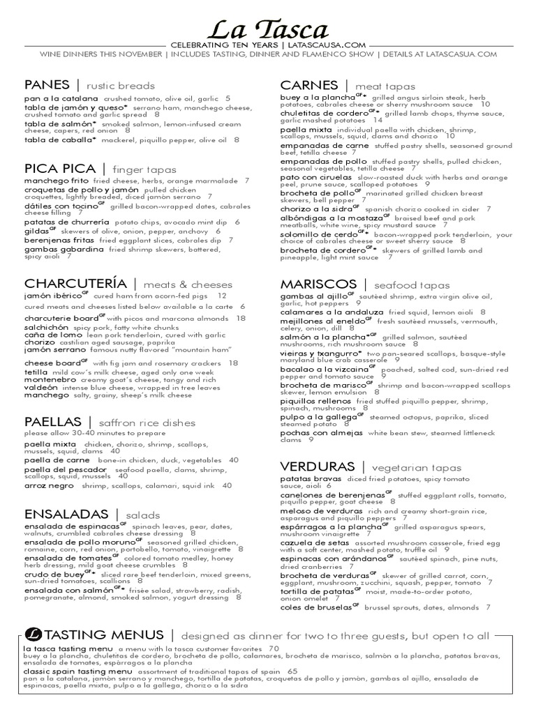 La Tasca Menu | PDF | Salad | European Cuisine
