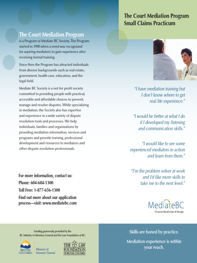 Court Mediation Practicum Brochure | PDF | Mediation | Mentorship