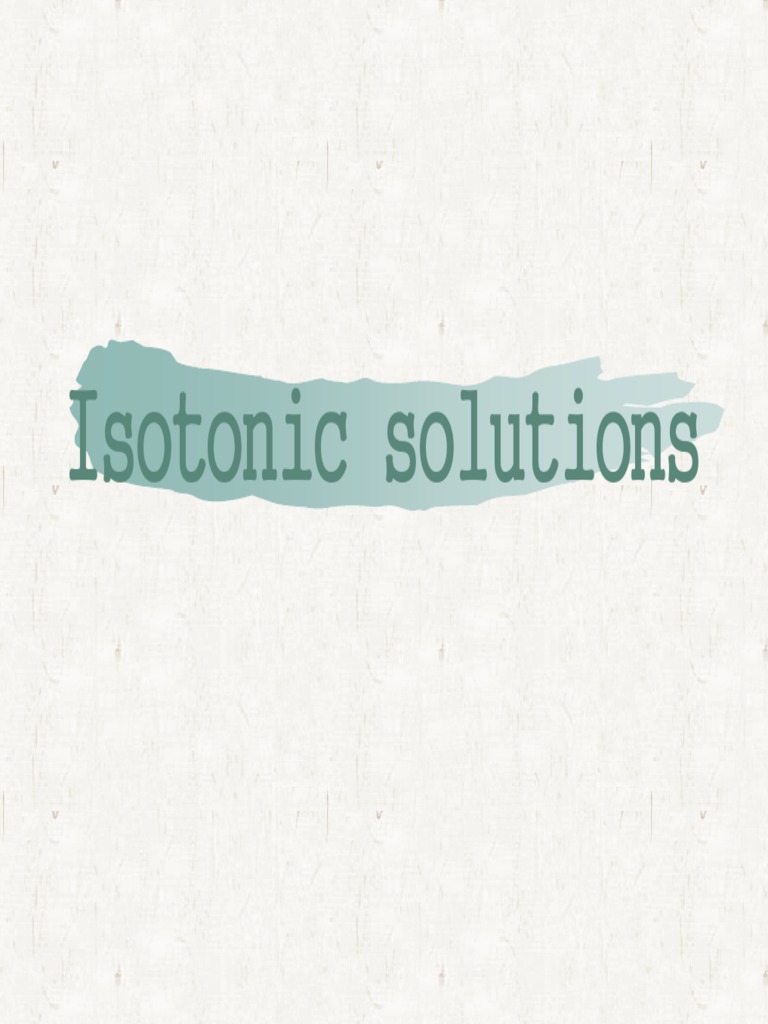 Isotonic Solutions for Pharmacists | PDF | Saline (Medicine) | Chemical ...
