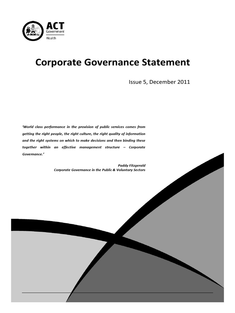 ACT Health - Corporate Governance Statement | Governance | Corporate ...