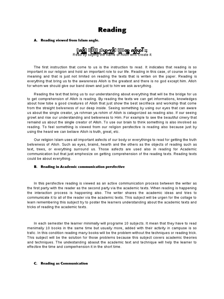 Reading for Academic | Reading Comprehension | Reading (Process)