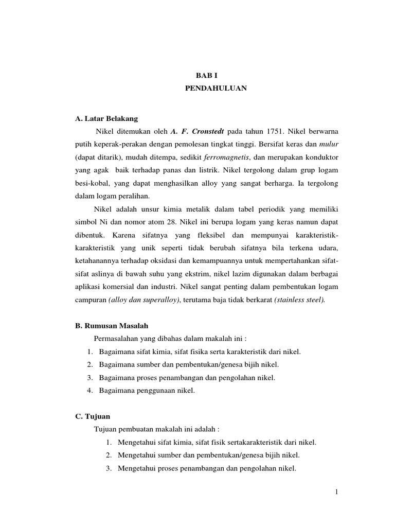 Nikel: Sifat, Genesa, dan Penggunaan | PDF
